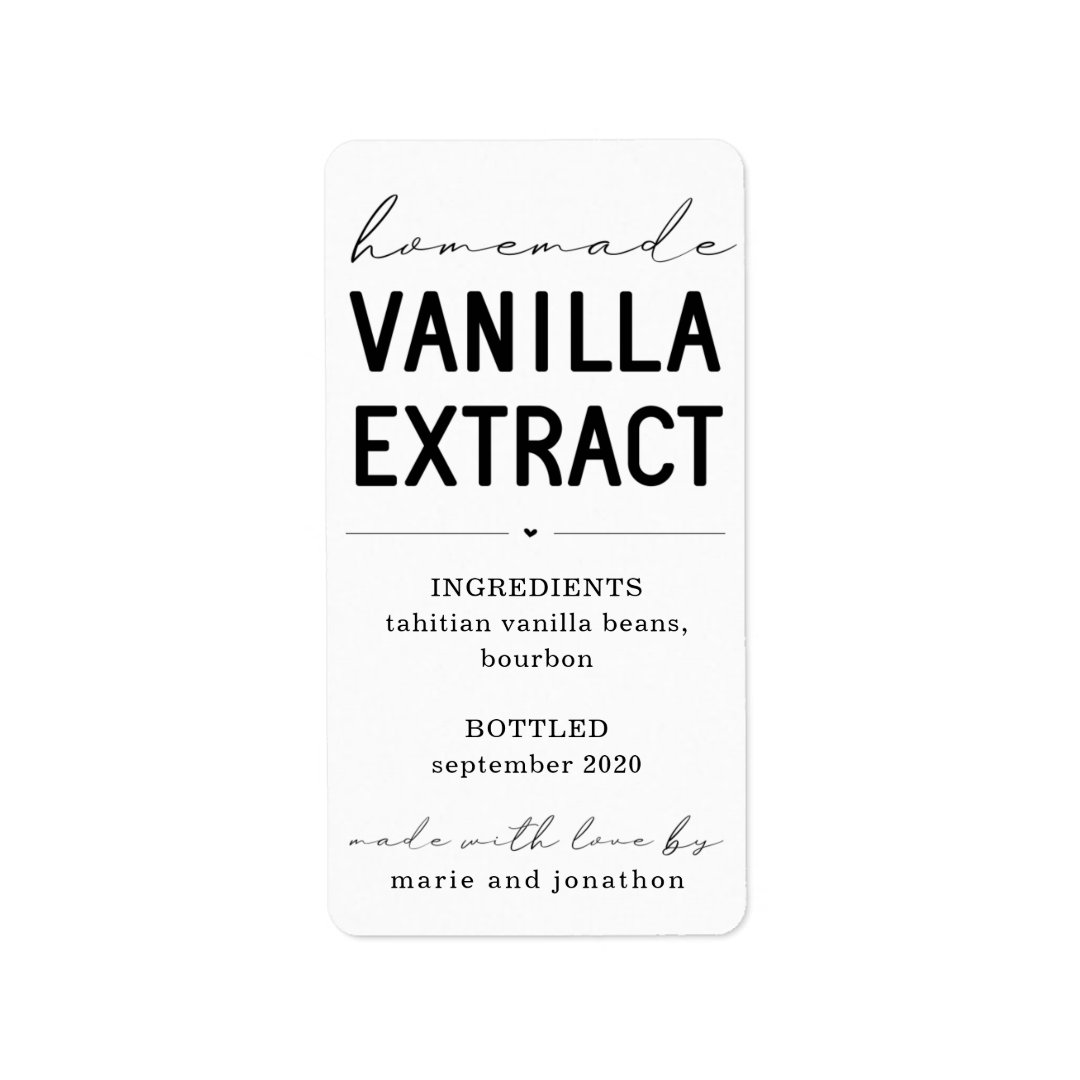 Personalized Homemade Vanilla Extract Label | Zazzle