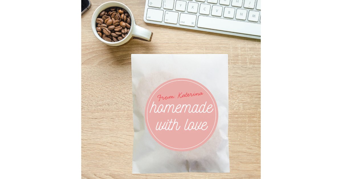 Personalized homemade with love classic round sticker | Zazzle