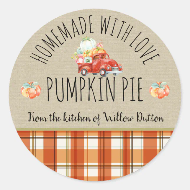 Personalized Homemade with love Pumpkin Sticker | Zazzle