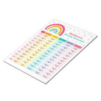 Personalized Homeschool Schedule Rainbow School Notepad | Zazzle