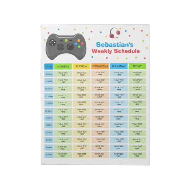 Personalized Homeschool Schedule Video Game School Notepad | Zazzle