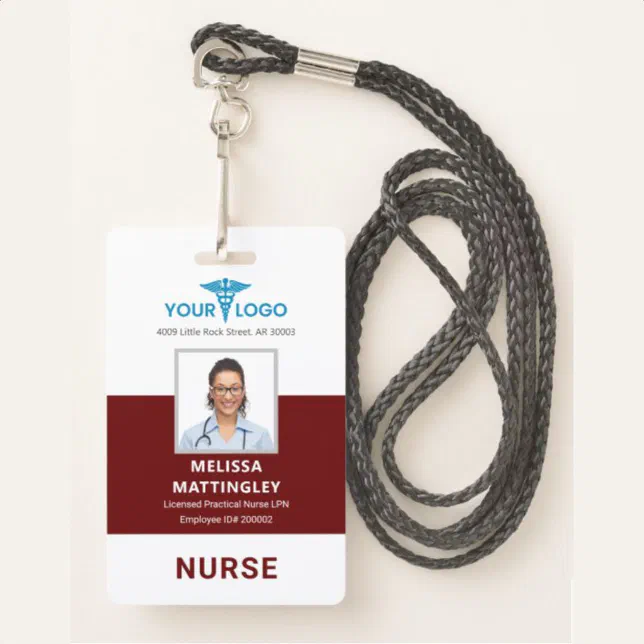 Personalized Hospital Employee Logo and Photo ID Badge | Zazzle