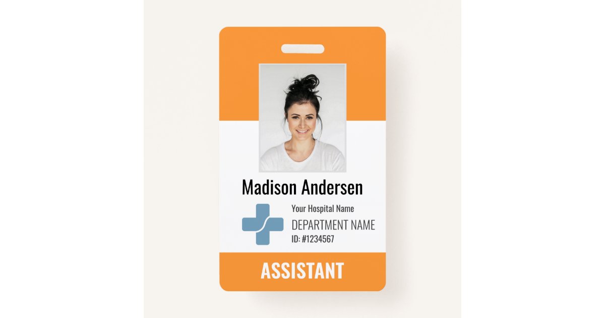 Personalized Hospital Employee Logo & Photo ID Bad Badge | Zazzle