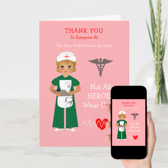 Personalized Hospital Nurse Thank You Appreciation Card | Zazzle