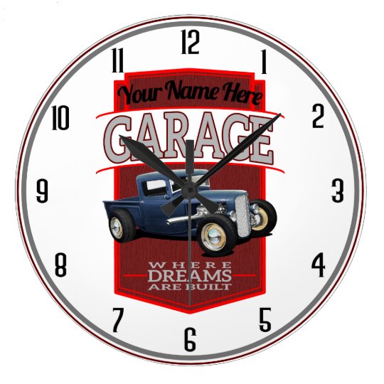 Personalized Hot Rod Garage Large Clock | Zazzle.com