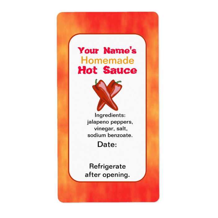Personalized Hot Sauce Labels Template Chilies X | Zazzle.com