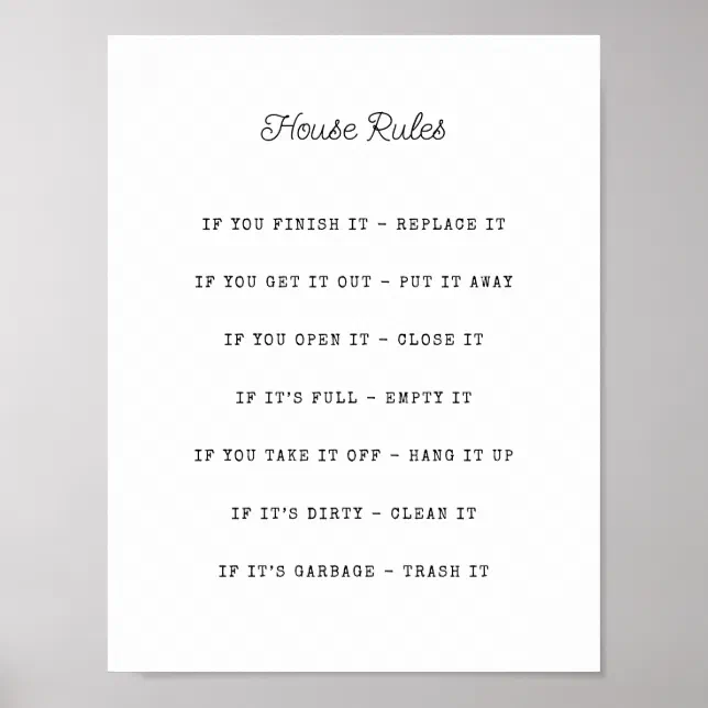 Personalized House Rules Poster | Zazzle