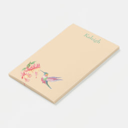 Personalized Hummingbird and Flowers Post it Note | Zazzle