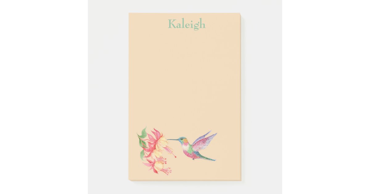 Personalized Hummingbird and Flowers Post it Note | Zazzle