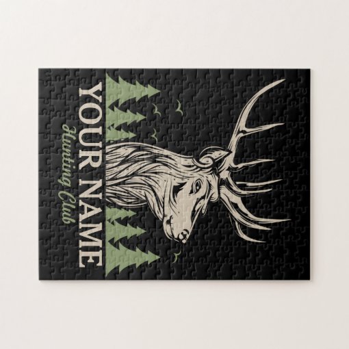 Personalized Hunter Deer Elk Antler Hunting Club Jigsaw Puzzle | Zazzle