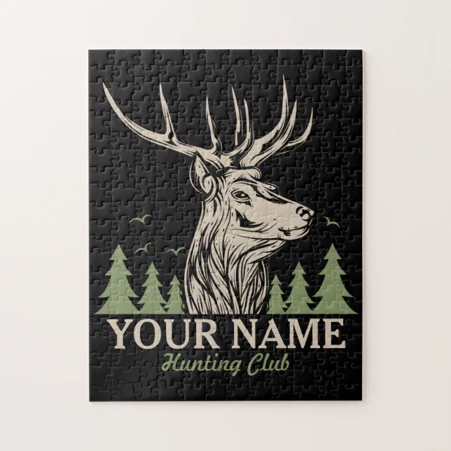 Personalized Hunter Deer Elk Antler Hunting Club Jigsaw Puzzle | Zazzle