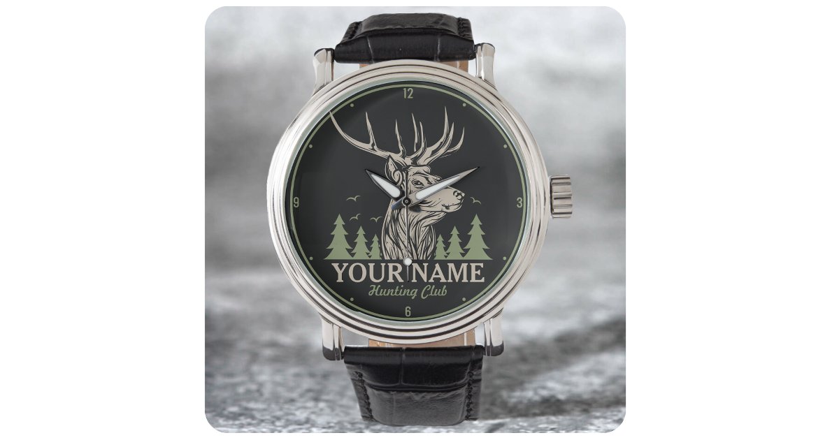 Personalized Hunter Deer Elk Antler Hunting Club Watch | Zazzle