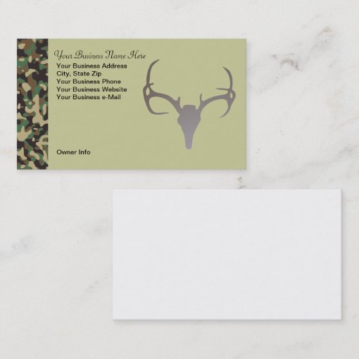 Personalized Hunting Theme Camo Deer Business Card | Zazzle