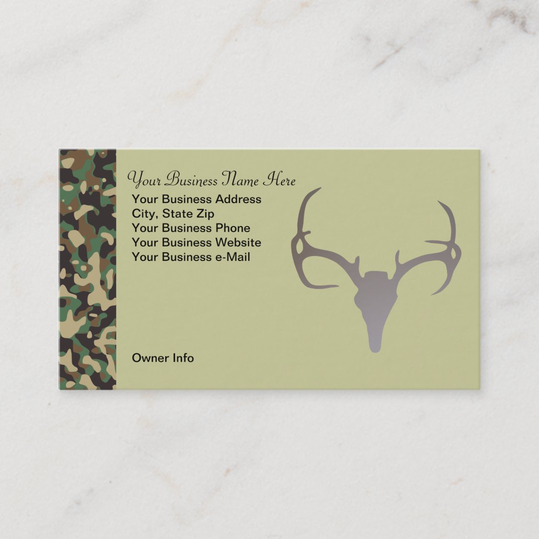 Personalized Hunting Theme Camo Deer Business Card | Zazzle