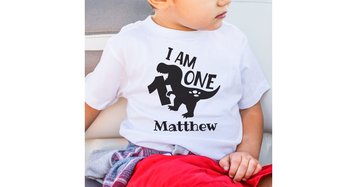 Personalized I Am One Birthday Dinosaur T-Shirt | Zazzle