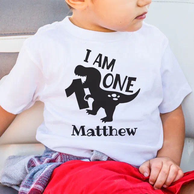Personalized I Am One Birthday Dinosaur T-Shirt | Zazzle