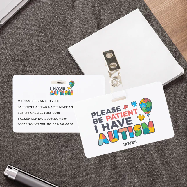Personalized I Have Autism ID Badge | Zazzle