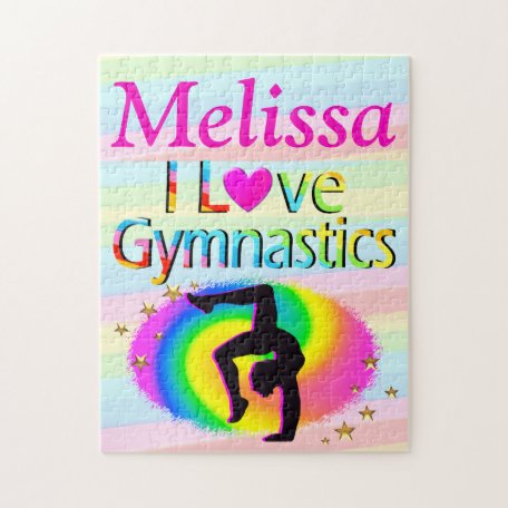 LOVELY PERSONALIZED I LOVE GYMNASTICS FABRIC | Zazzle