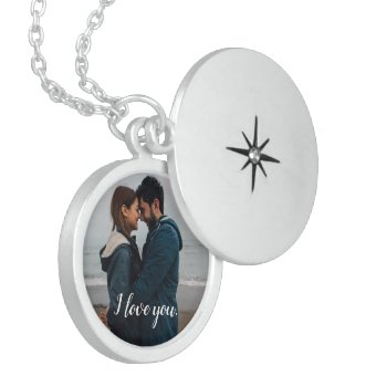 Personalized I love you couple photo Locket Necklace | Zazzle