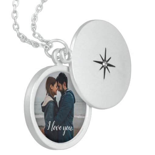 Personalized I love you couple photo Locket Necklace | Zazzle
