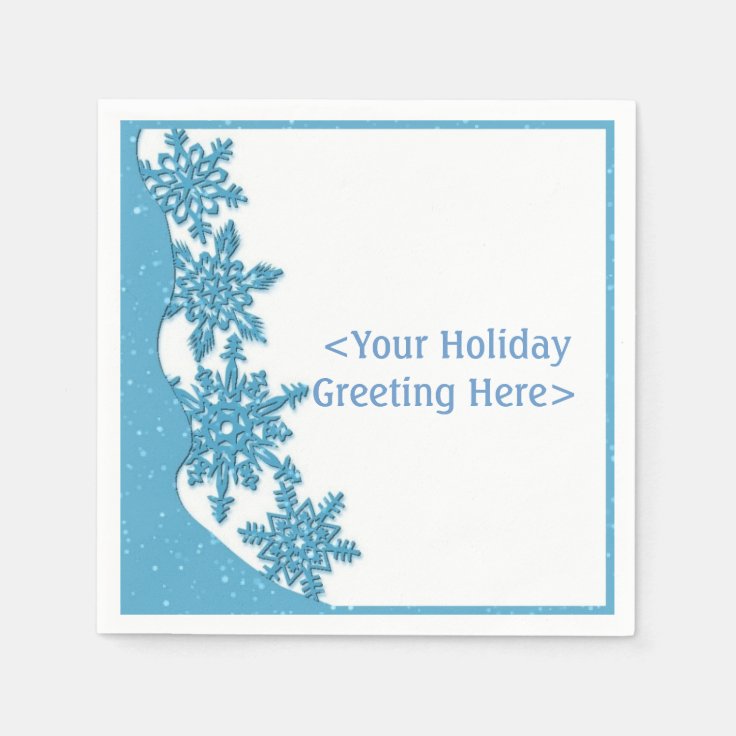 Personalized Ice Blue Christmas Snowflake Napkins | Zazzle