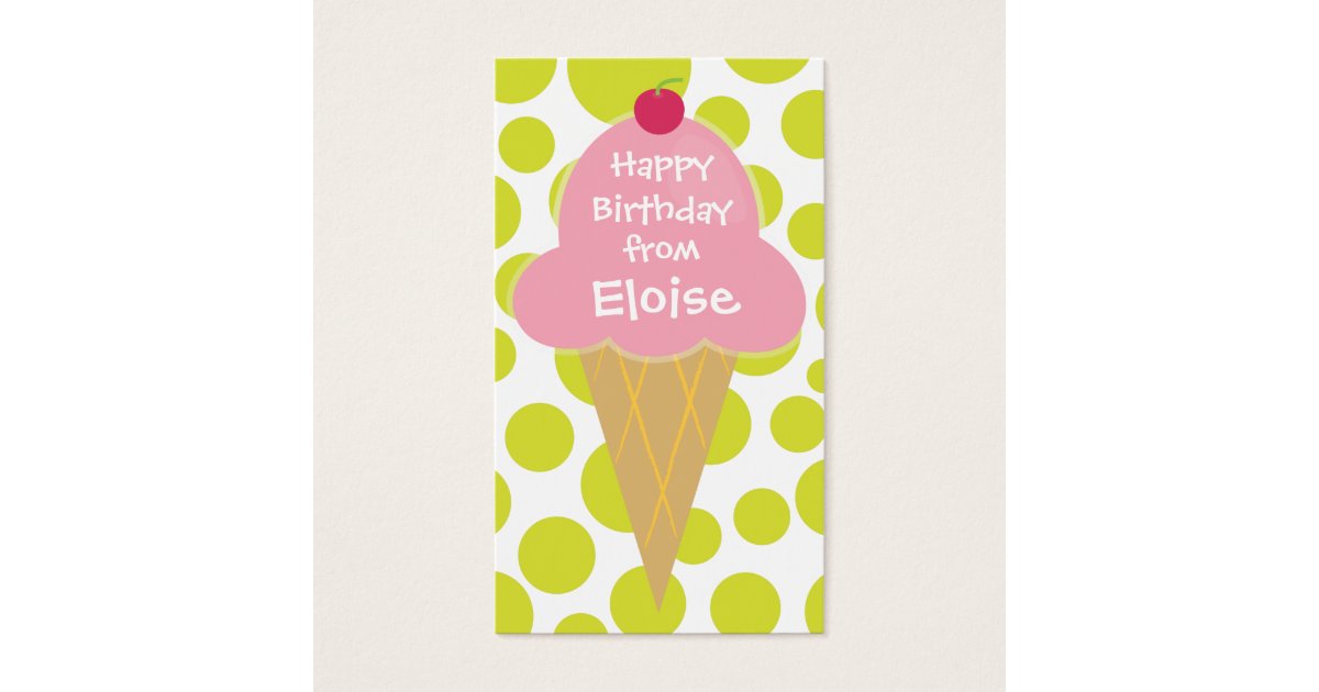 Personalized Ice Cream Cone Gift Tag Calling Card | Zazzle