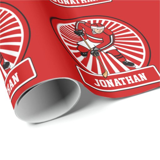 Personalized Ice Hockey player Wrapping Paper | Zazzle