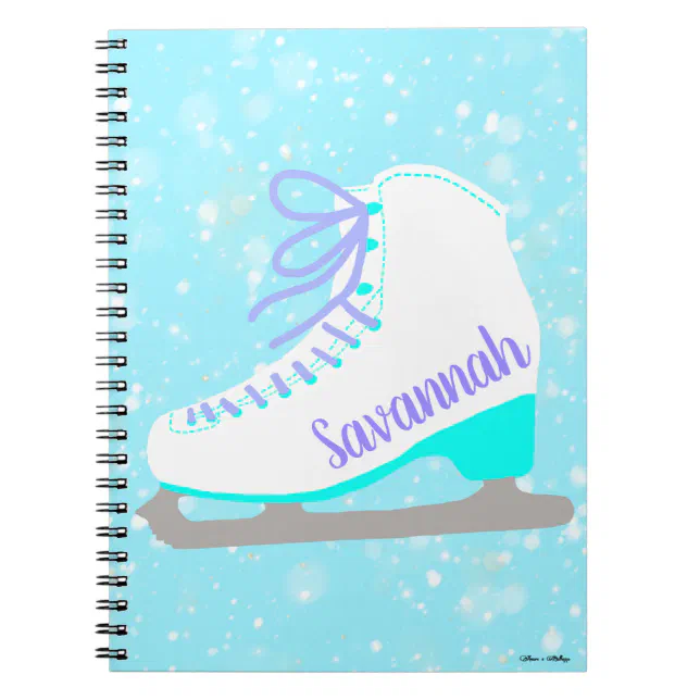 Personalized Ice Skate Blue Snow Figure Skating Notebook | Zazzle