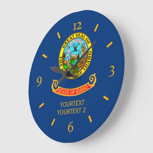 Personalized Idaho State Flag Design on Large Clock | Zazzle
