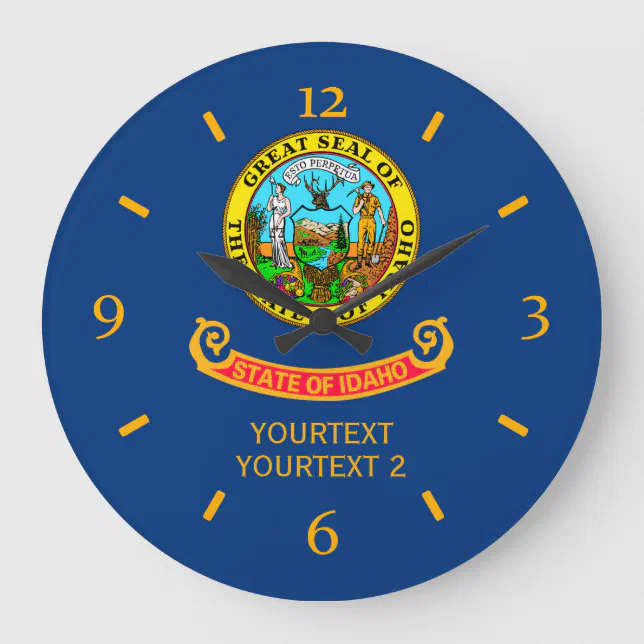 Personalized Idaho State Flag Design on Large Clock | Zazzle