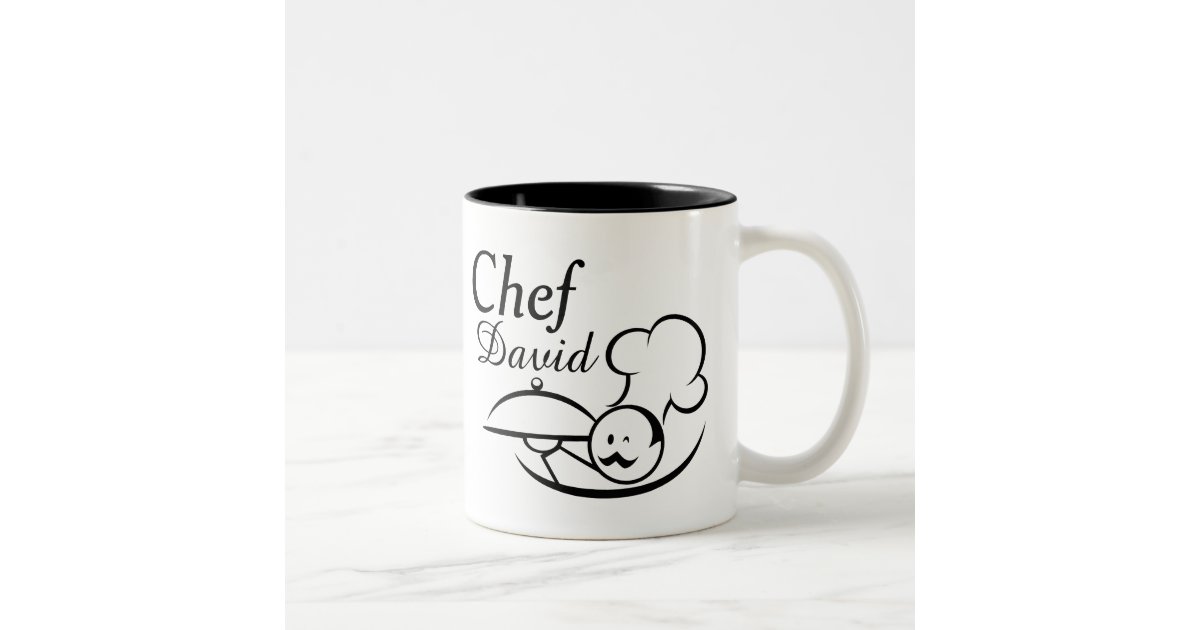 Personalized Illustrated Chef Two-Tone Coffee Mug | Zazzle