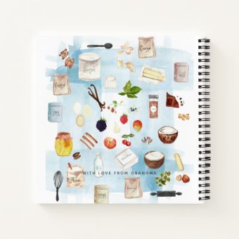 Personalized Illustrated Watercolor Baking Recipes Notebook | Zazzle