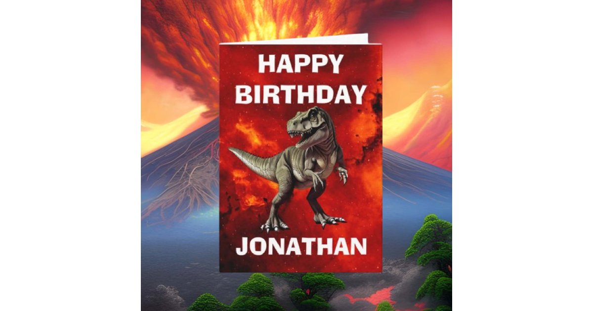 Personalized illustration T Rex Card | Zazzle