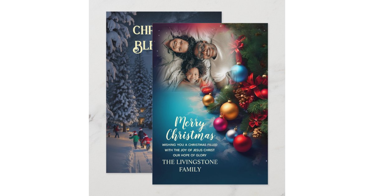 Personalized Image & Text Christmas Holiday Card | Zazzle