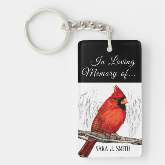 Personalized In Loving Memory Cardinal Keychain | Zazzle.com