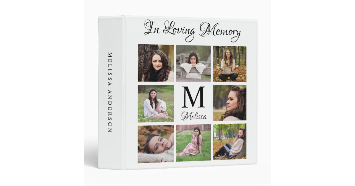 Personalized In Loving Memory Memorial Photo Album 3 Ring Binder | Zazzle
