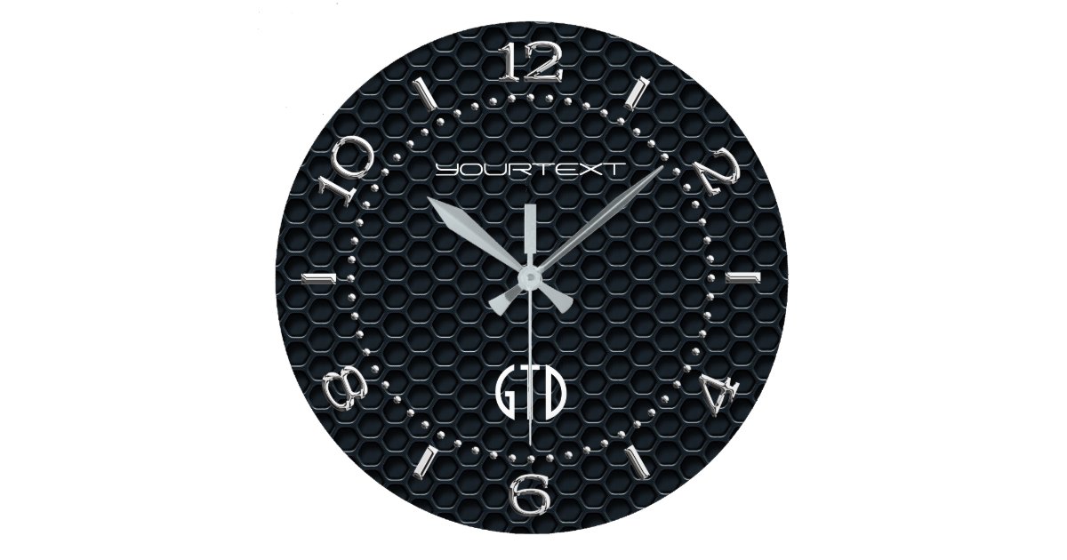 Personalized Industrial Automotive Textures Black Large Clock | Zazzle