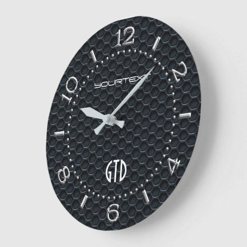 Personalized Industrial Automotive Textures Black Large Clock | Zazzle