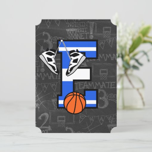 Personalized Initial Basketball Letter E Invitation | Zazzle