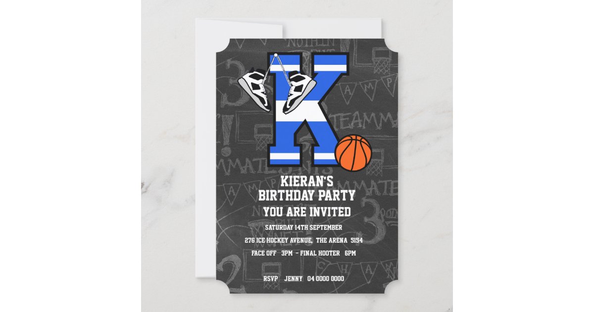 Personalized Initial Basketball Letter k Invitation | Zazzle