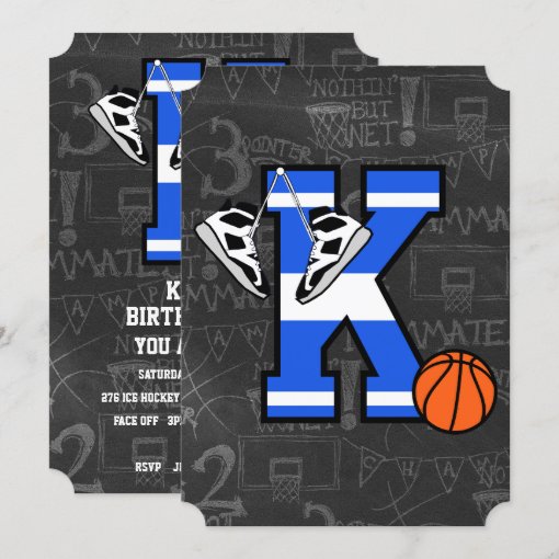 Personalized Initial Basketball Letter k Invitation | Zazzle