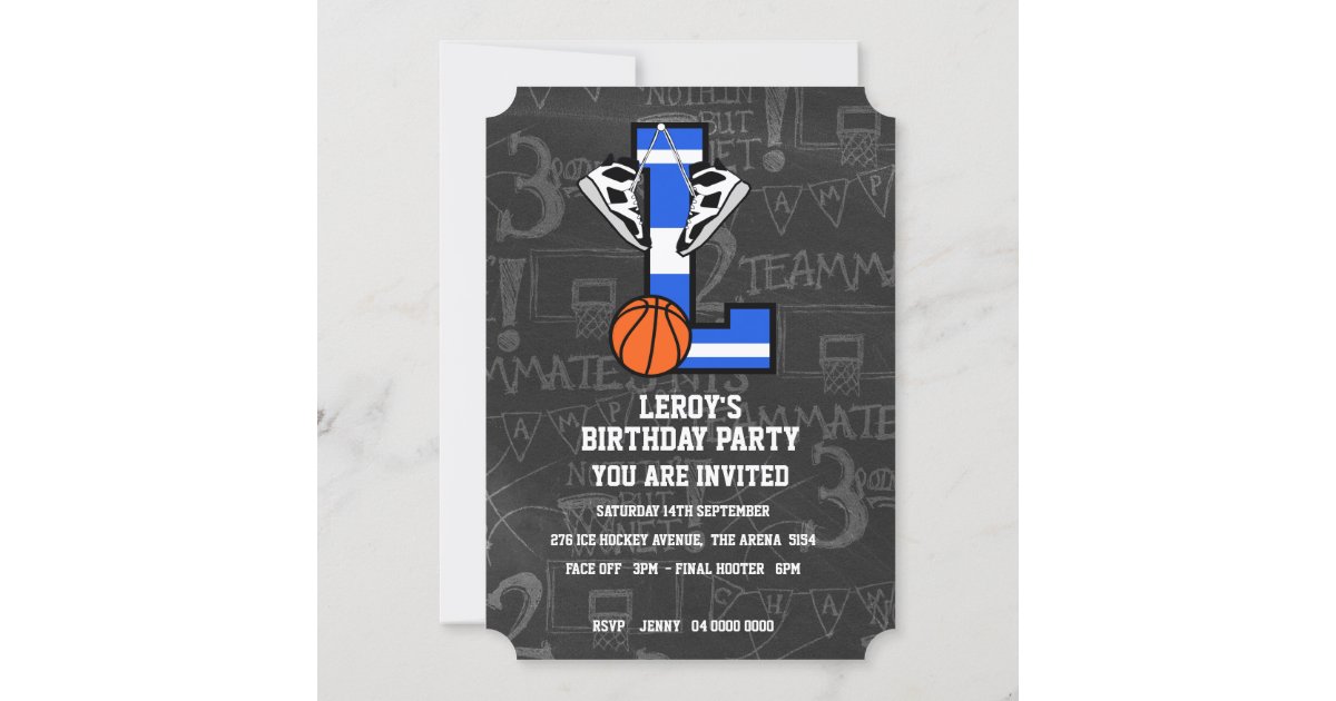 Personalized Initial Basketball Letter L Invitation | Zazzle
