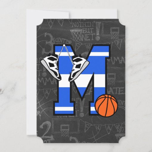 Personalized Initial Basketball Letter M Invitation | Zazzle
