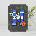 Personalized Initial Basketball Letter M Invitation | Zazzle