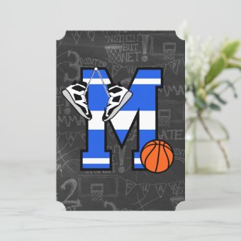 Personalized Initial Basketball Letter M Invitation | Zazzle