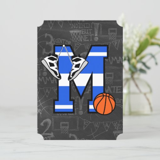Personalized Initial Basketball Letter M Invitation | Zazzle