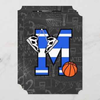 Personalized Initial Basketball Letter M Invitation | Zazzle