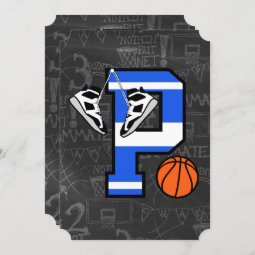 Personalized Initial Basketball Letter P Invitation | Zazzle