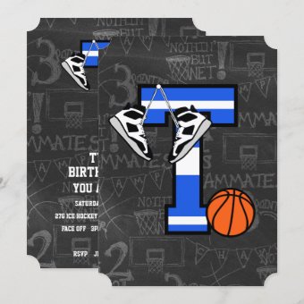 Personalized Initial Basketball Letter T Invitation | Zazzle