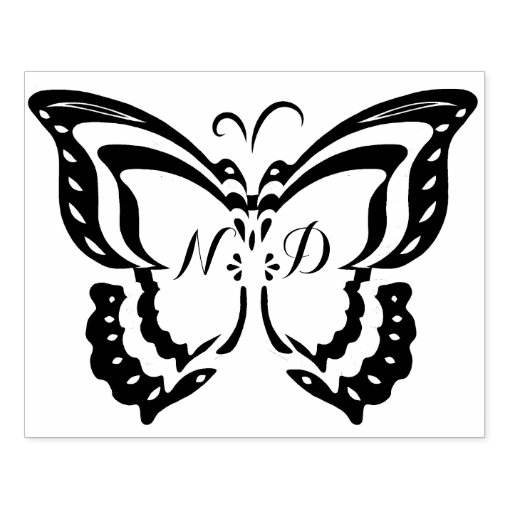 Personalized Initials Large Butterfly Rubber Stamp | Zazzle